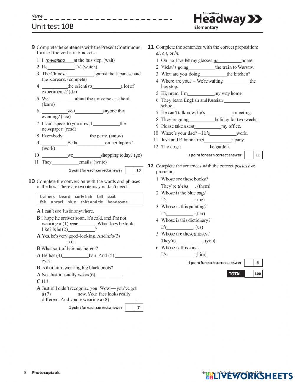 HEADWAY ELEMENT… | Free Interactive Worksheets | 5221406