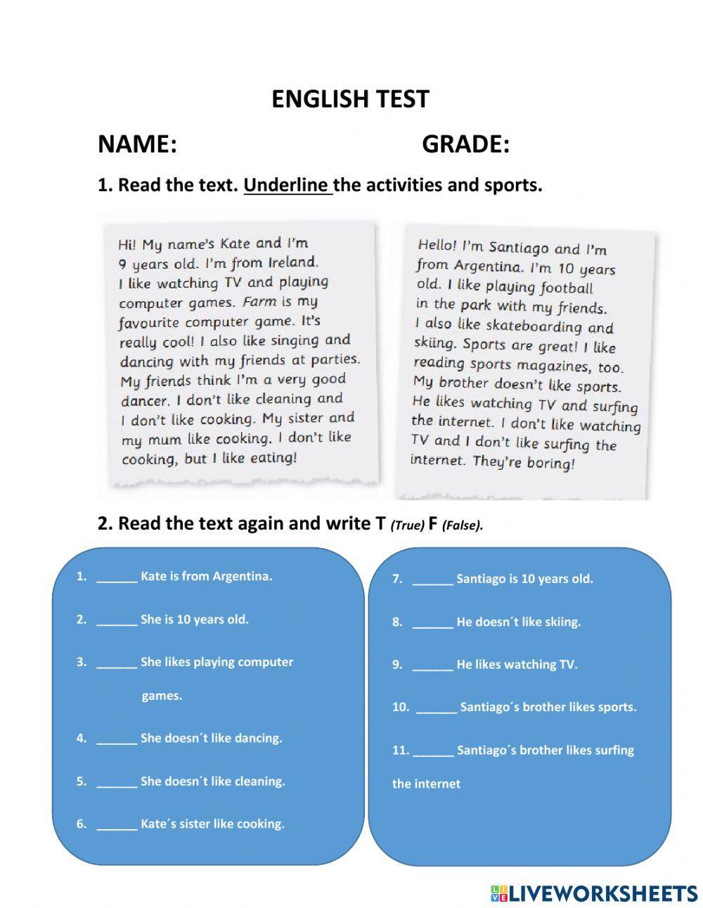 1571922 | Sports and free time activities test | Ana