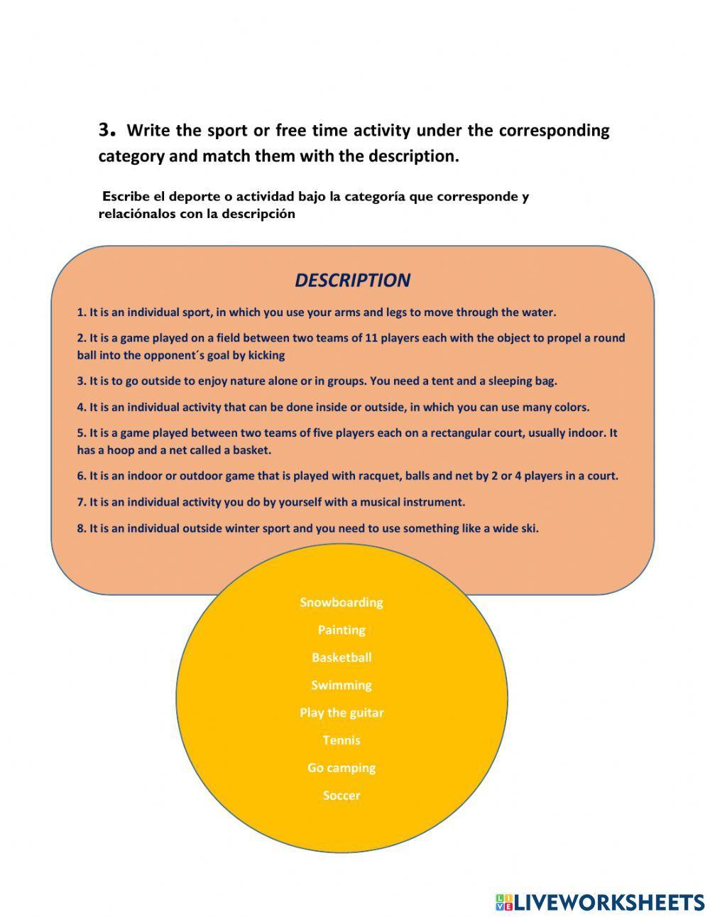 1571922 | Sports and free time activities test | Ana