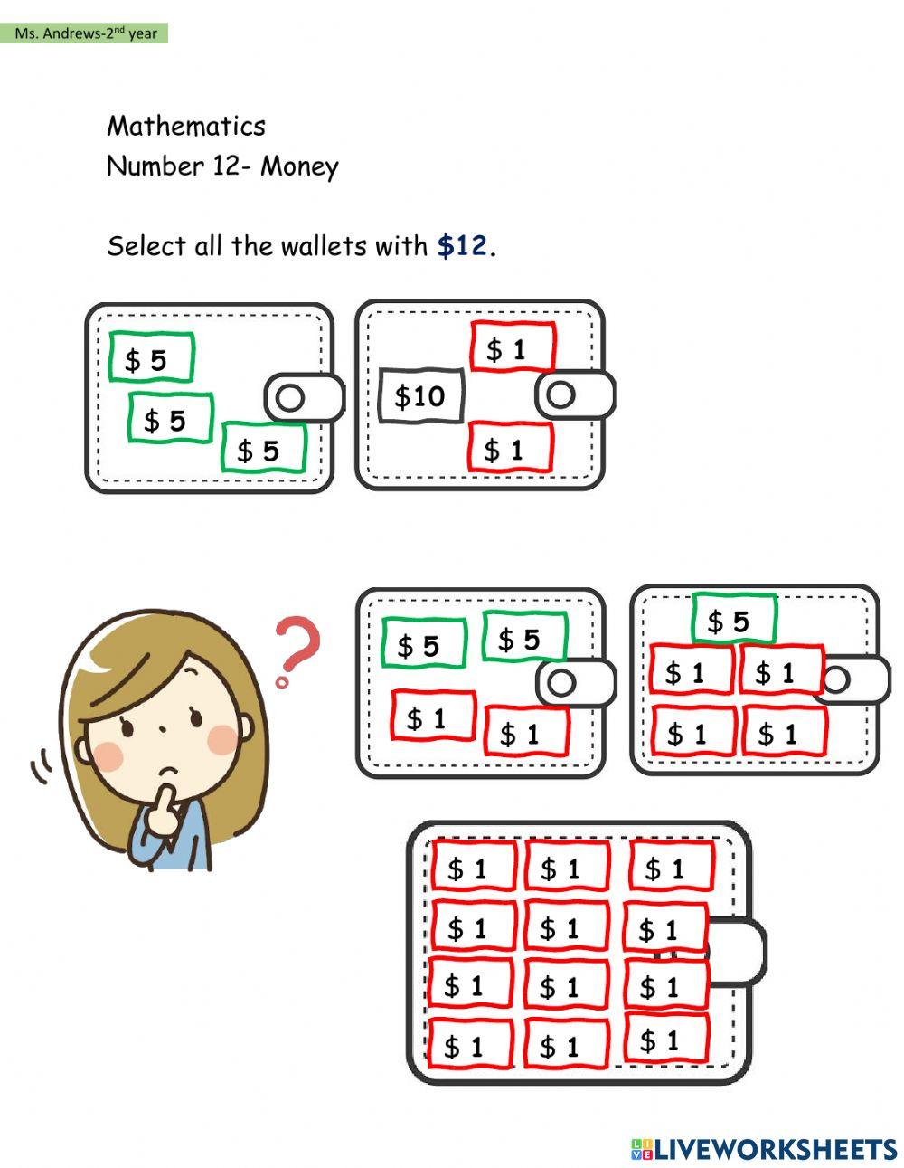 Number 12- Money worksheet | Live Worksheets