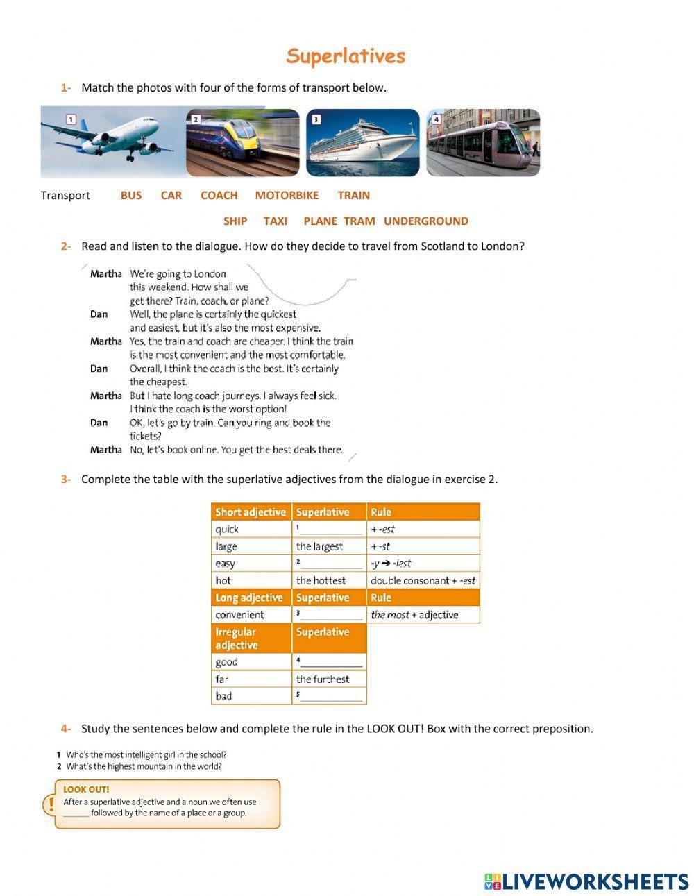 Superlatives | Free Interactive Worksheets | 1572485