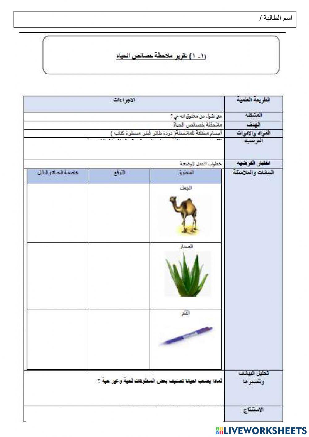 تجربة 1 online exercise for | Live Worksheets