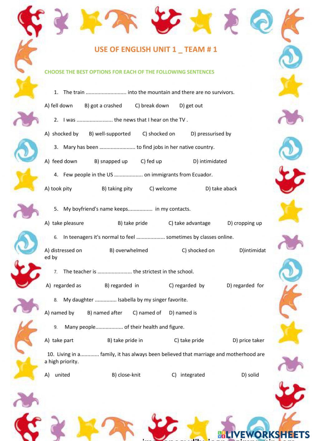 Use of english online exercise for Grade 3 | Live Worksheets