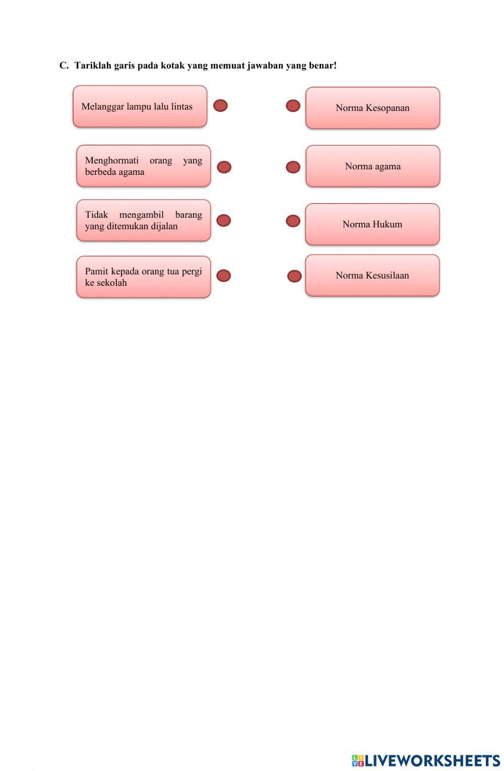 NORMA DALAM KEHIDUPAN SEHARI-HARI interactive worksheet | Live Worksheets