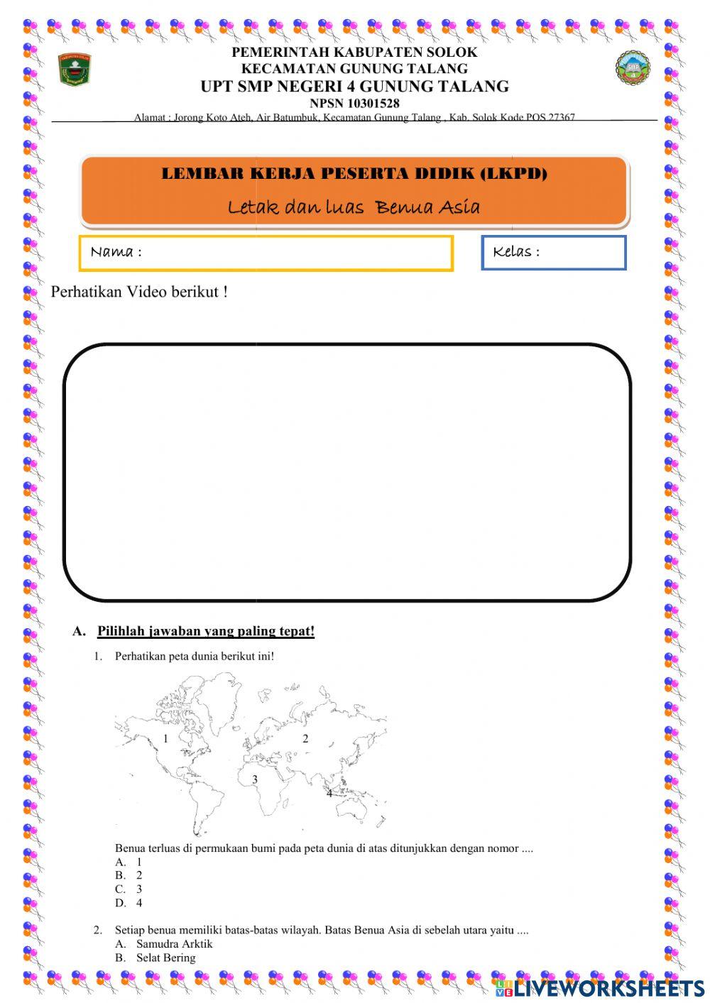 lkpd letak dan … | Free Interactive Worksheets | 1575856