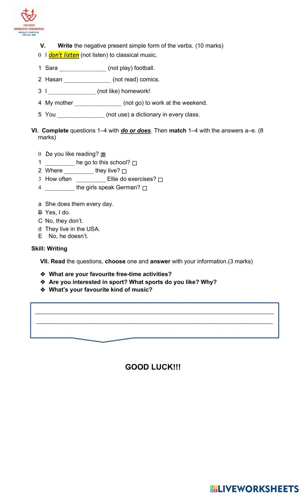 Test unit 9 - 7th grade worksheet | Live Worksheets