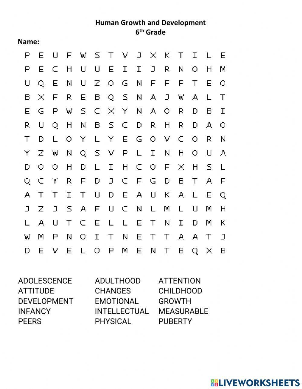 Growth and Deve… | Free Interactive Worksheets | 1572933