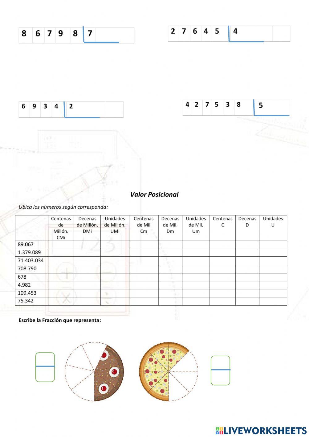 Matemáticas cuarto interactive worksheet | Live Worksheets