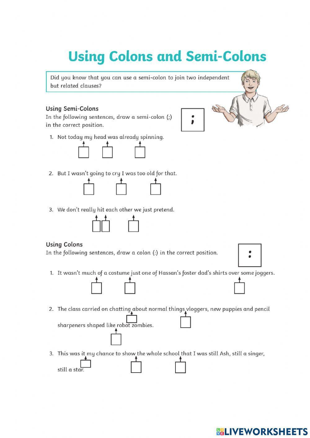 colon punctuation worksheet