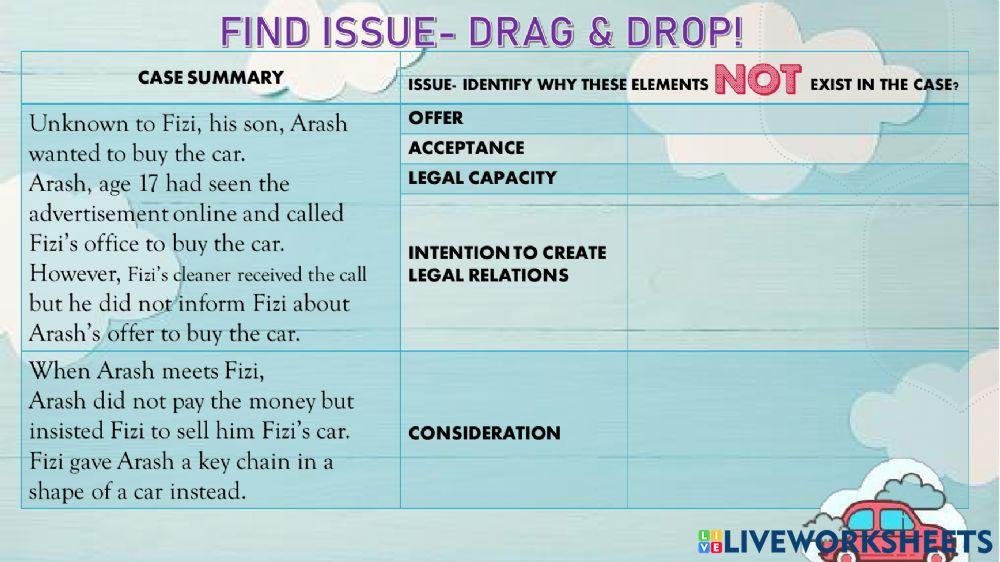 LEGAL ISSUE FINDER online exercise for | Live Worksheets