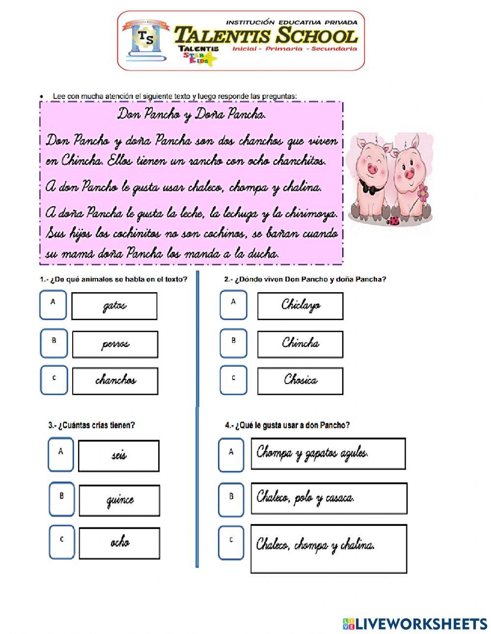 Práctica ch worksheet | Live Worksheets