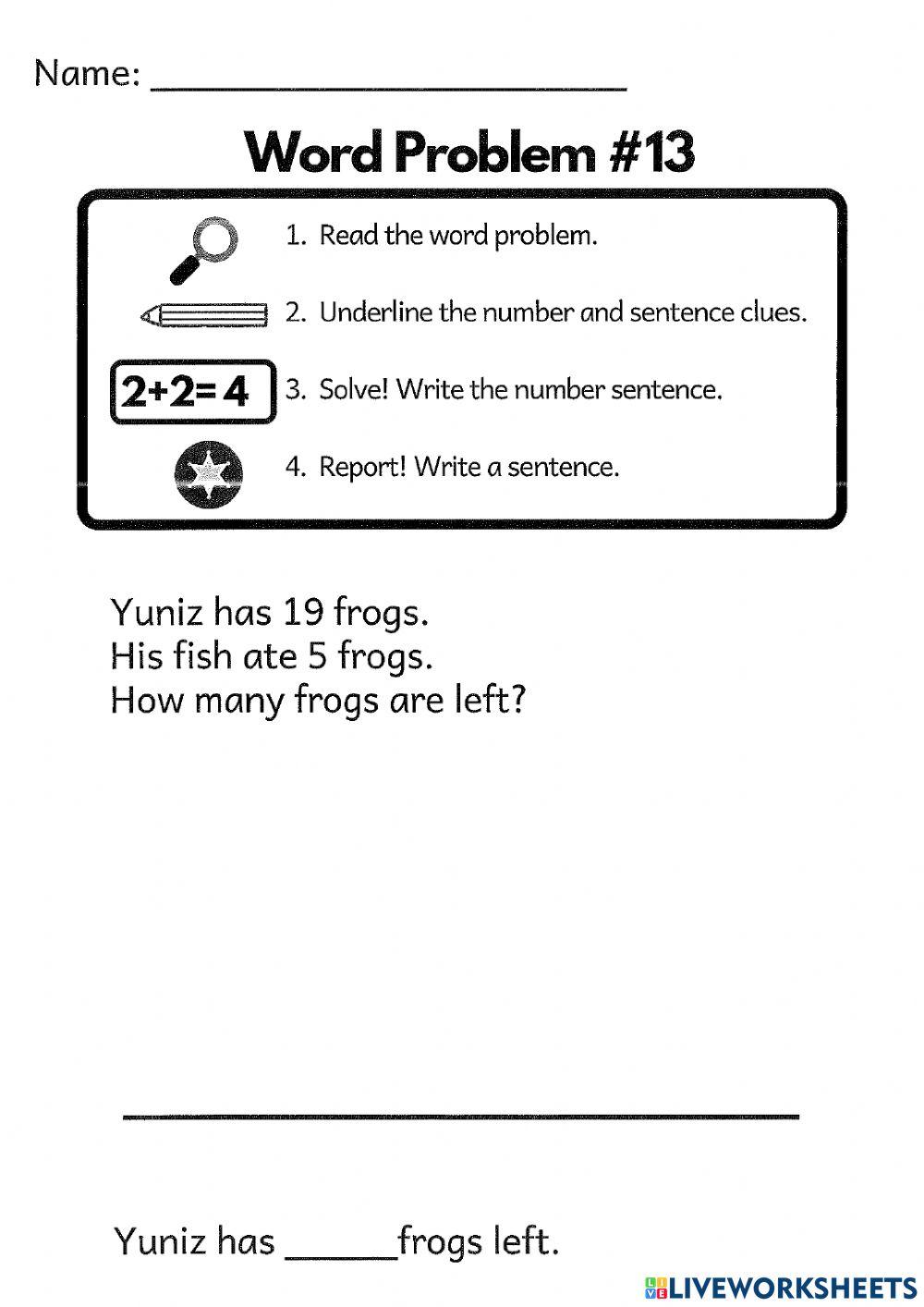 Word problem 1573491 | HanisT | Live Worksheets