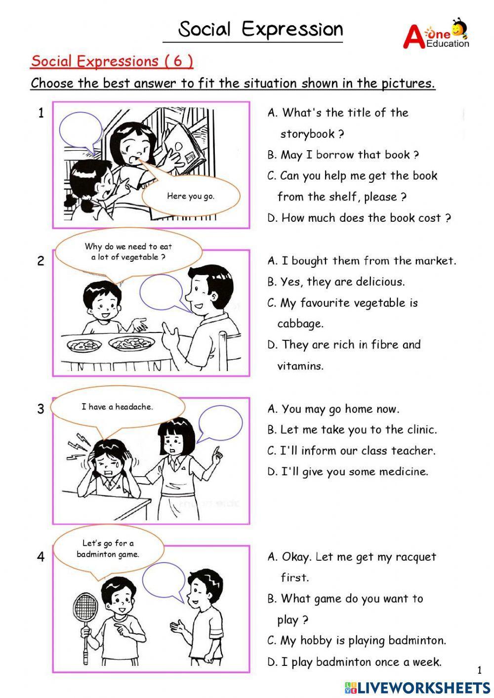 Social Expression 1 | LiveWorksheets | 1573928