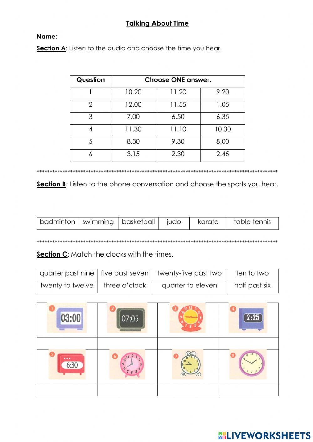 Listening Activity - Talking About Time 5222281