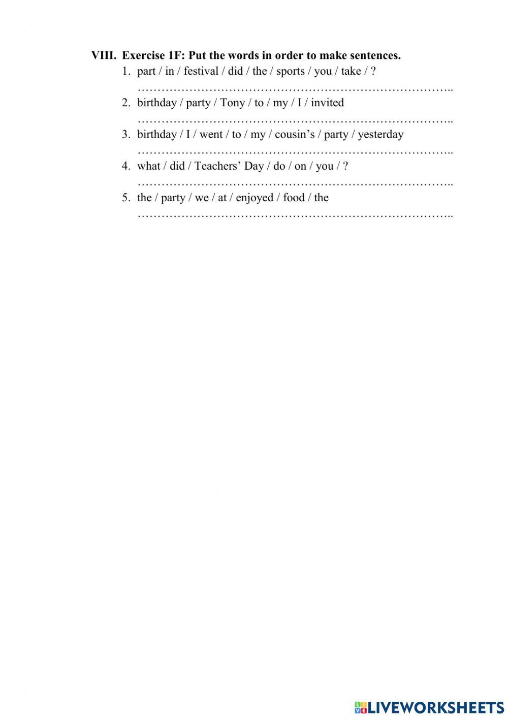 Grade 5 - Unit 4 1574086 | Khanh Do Van | Live