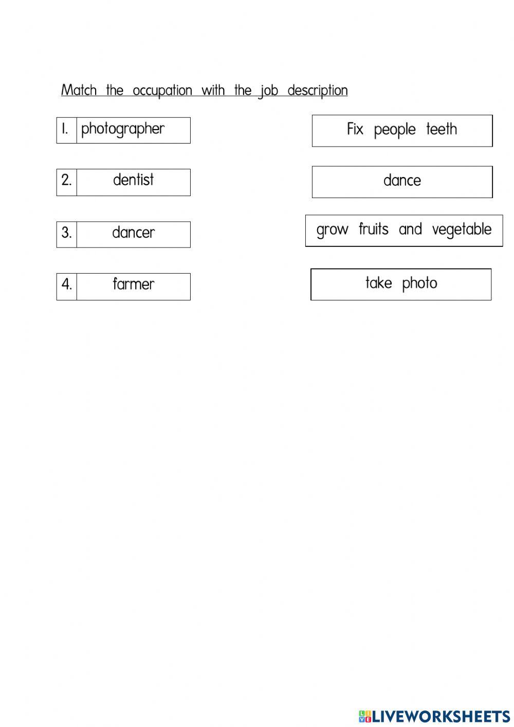 Match the job d… | Free Interactive Worksheets | 1574066