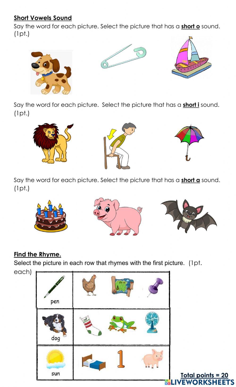 Phonics Mid - Term Assessment 2021 online exercise for | Live Worksheets