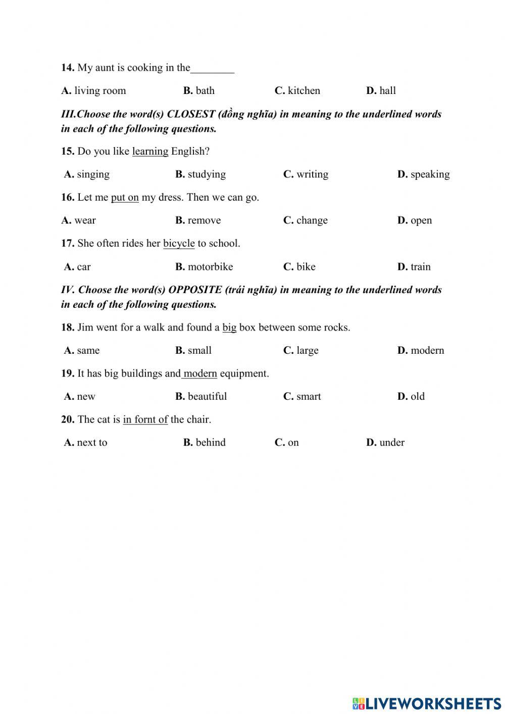 English 6 online pdf worksheet for 6 | Live Worksheets