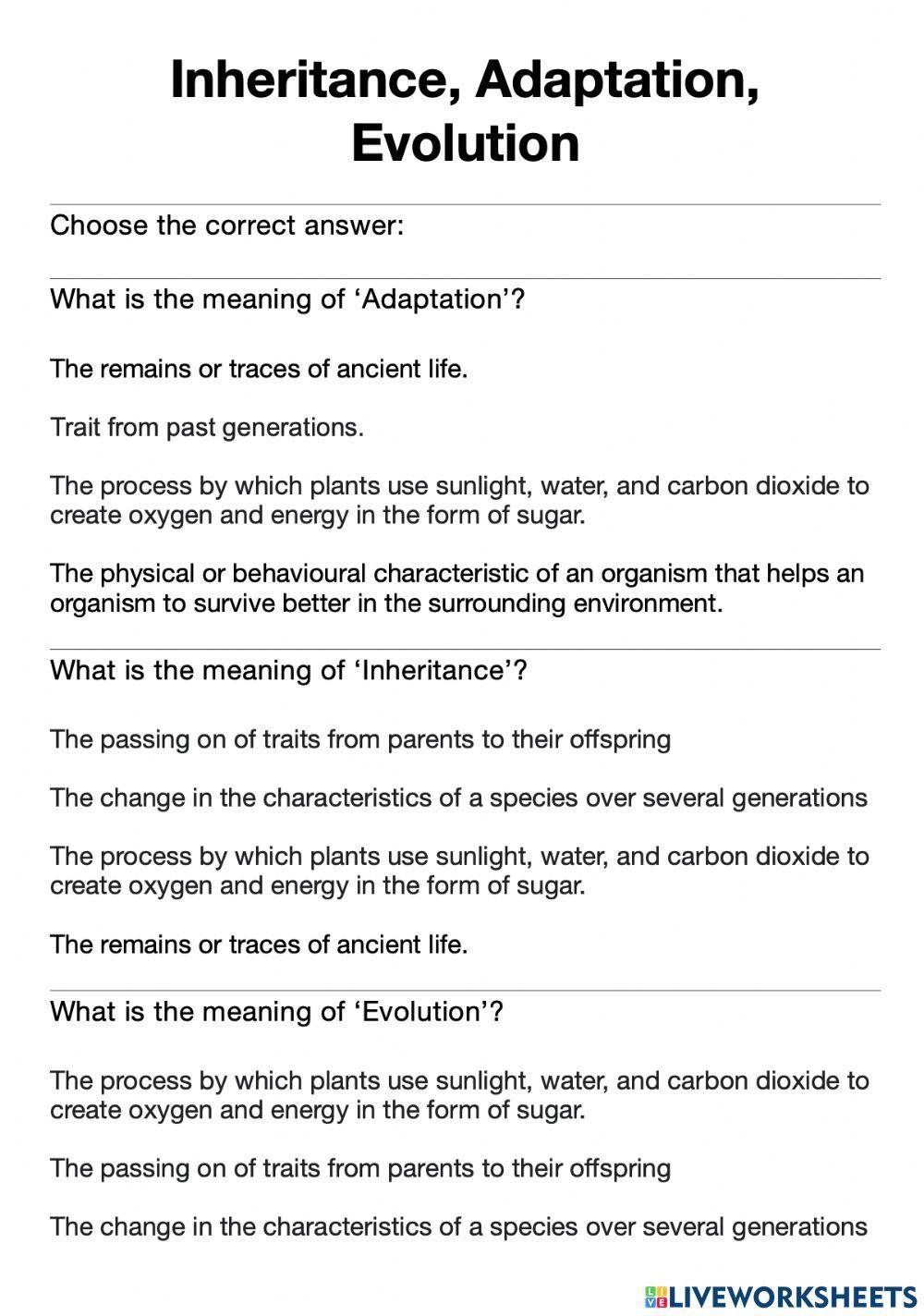 adaptation and inheritance