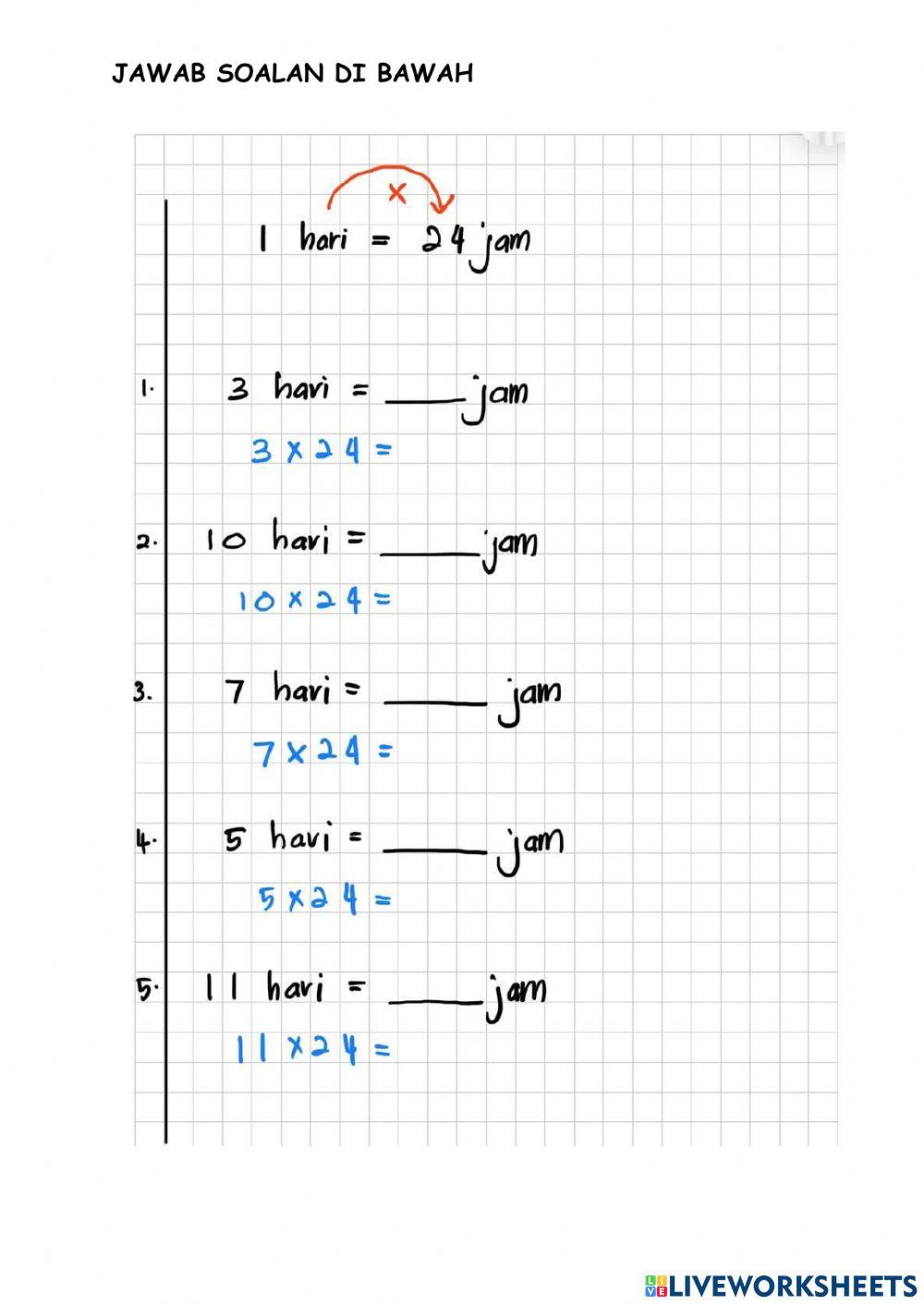 Matematik tahun 4 interactive exercise for 4 | Live Worksheets