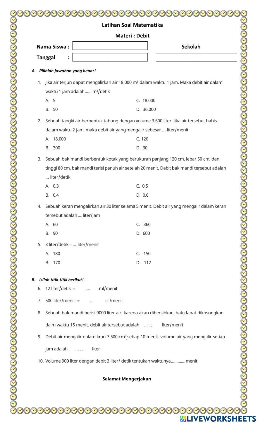Matematika Debit worksheet | Live Worksheets