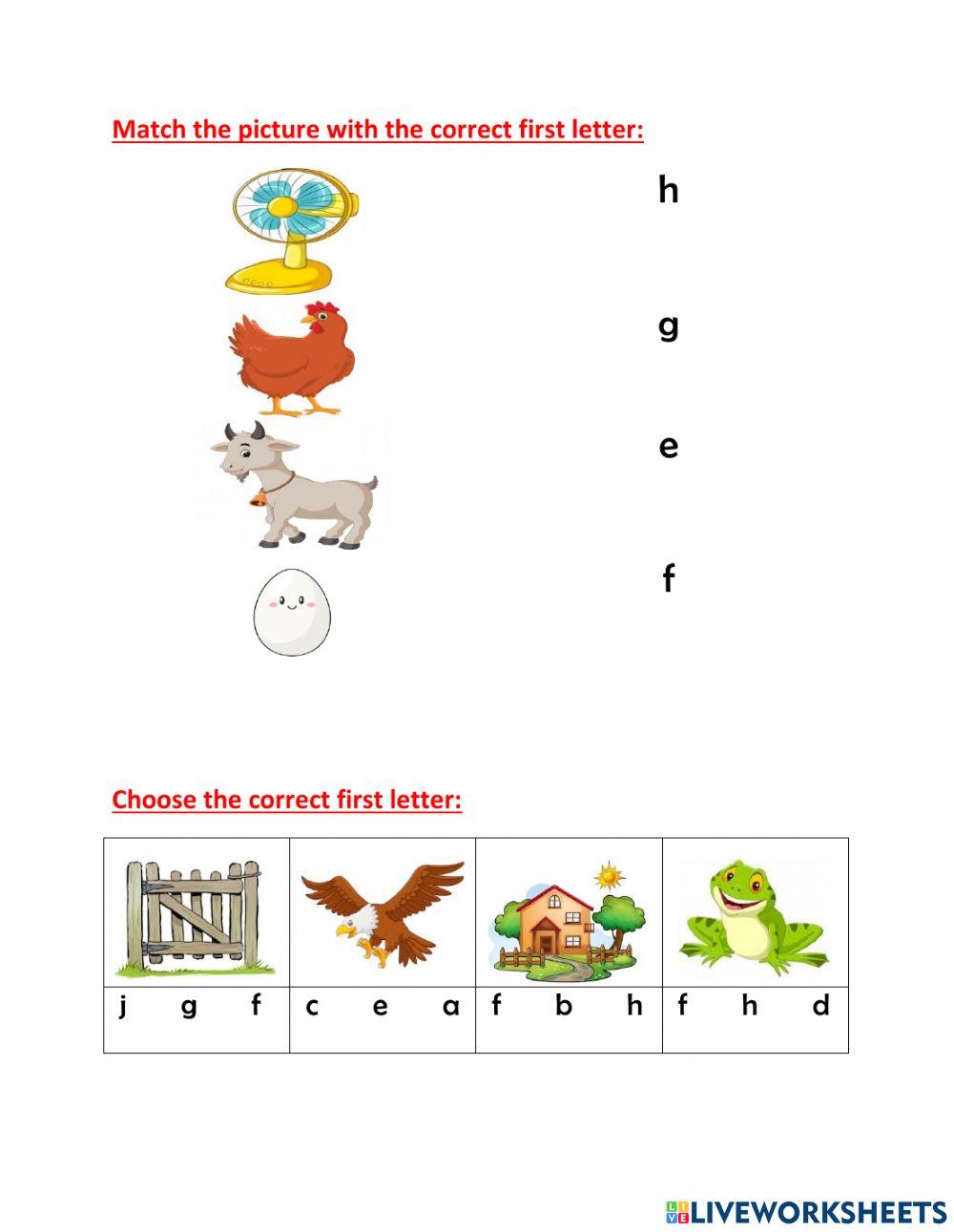 Letters e, f ,g ,h online exercise for | Live Worksheets