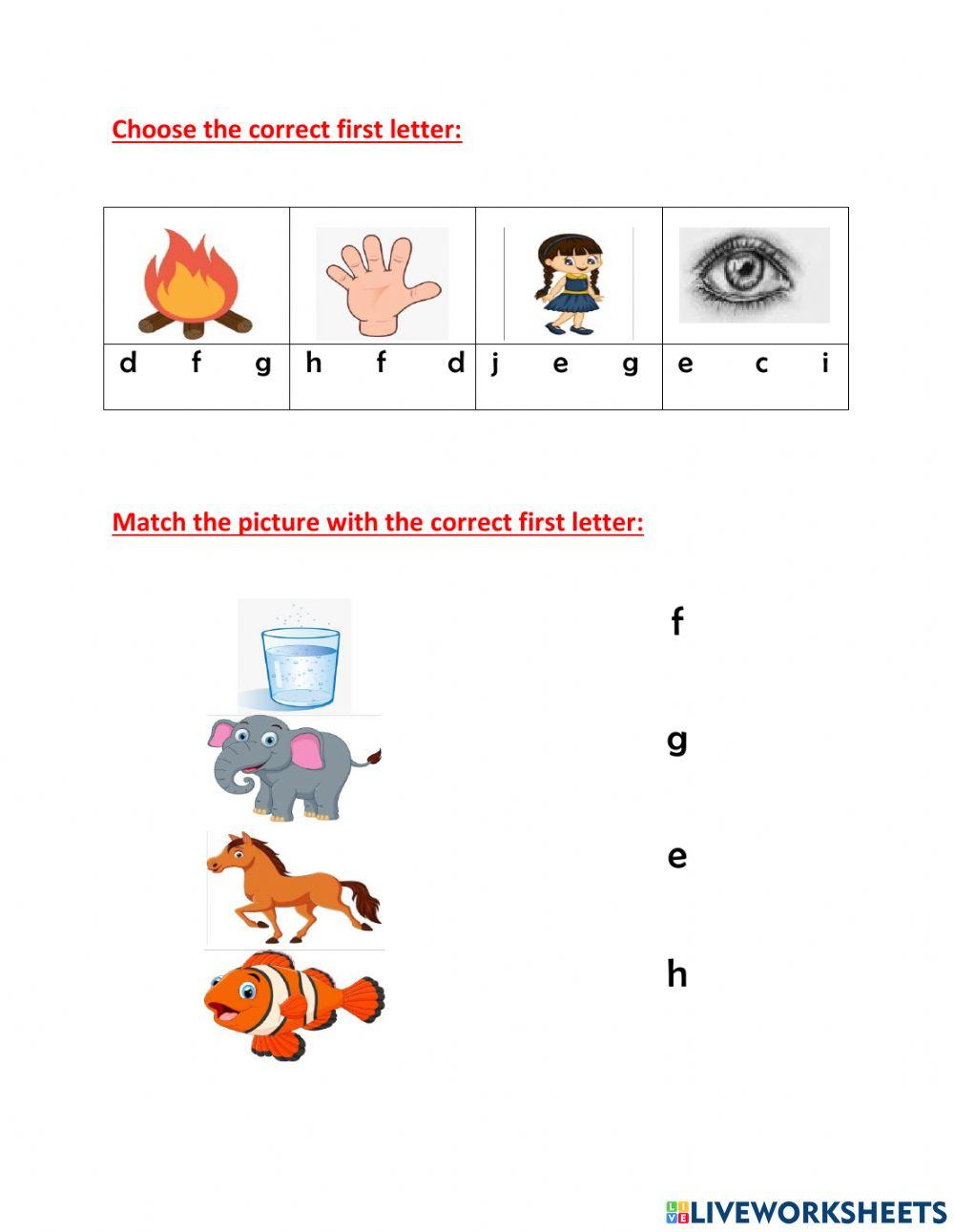 Letters e, f ,g ,h online exercise for | Live Worksheets