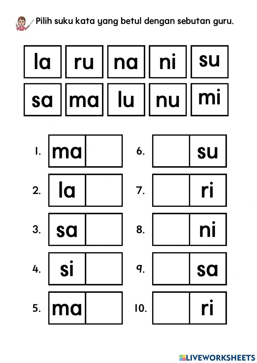 Sa si su 3 1575985 | SiTing614 | Live Worksheets