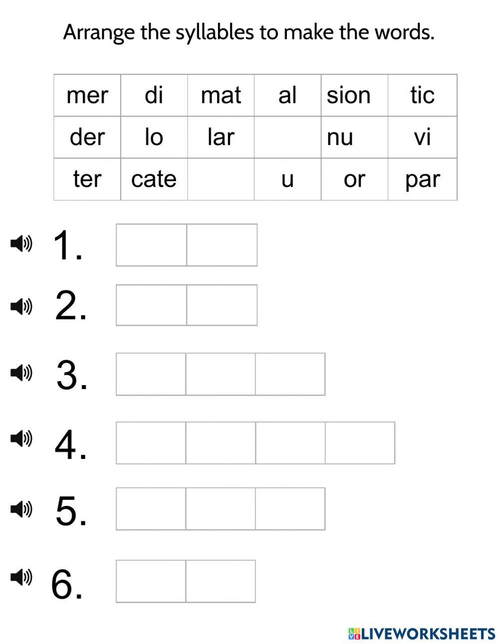 Y1, Q2, Words 7-12 worksheet | Live Worksheets