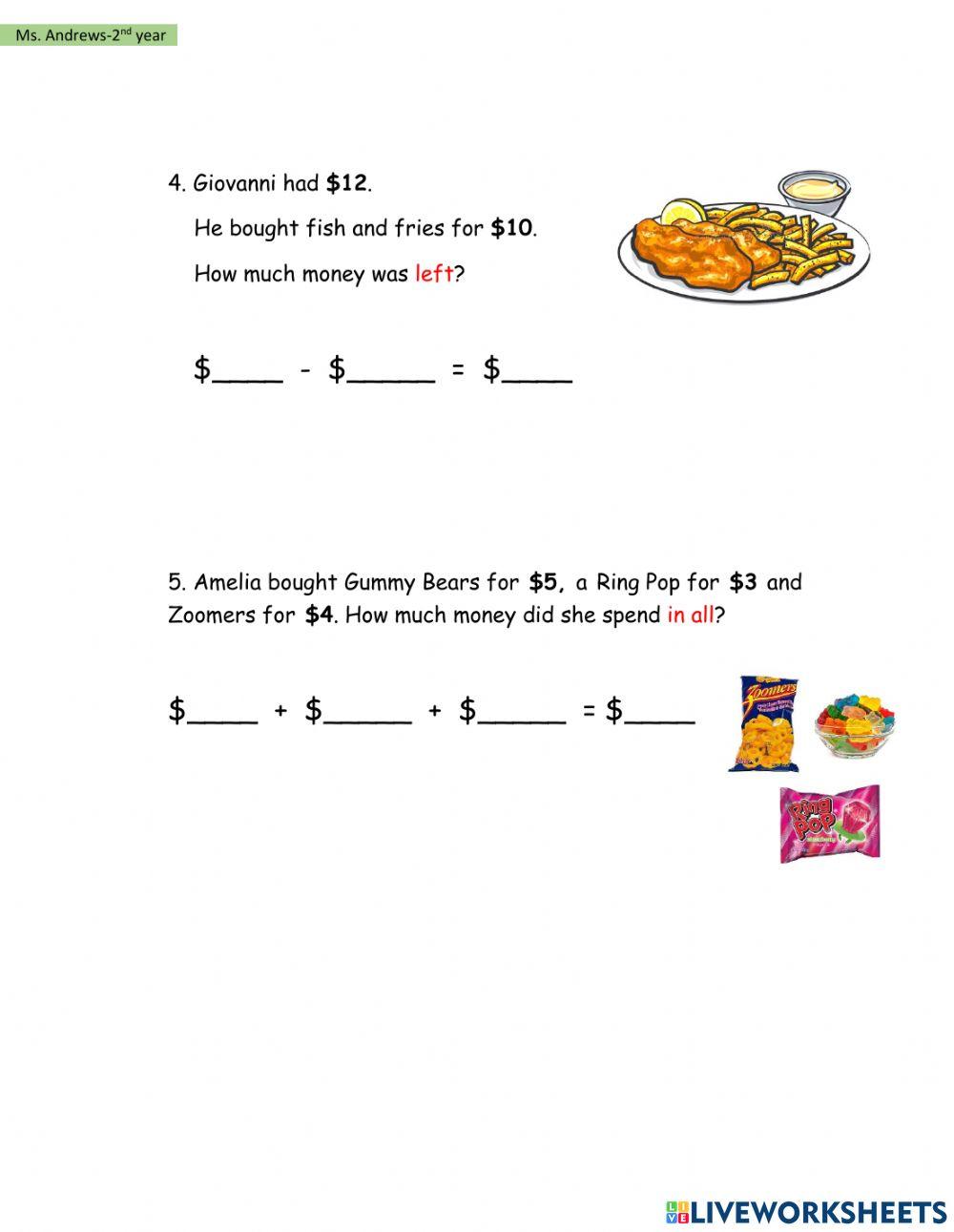 Number 12 Money worksheet | Live Worksheets