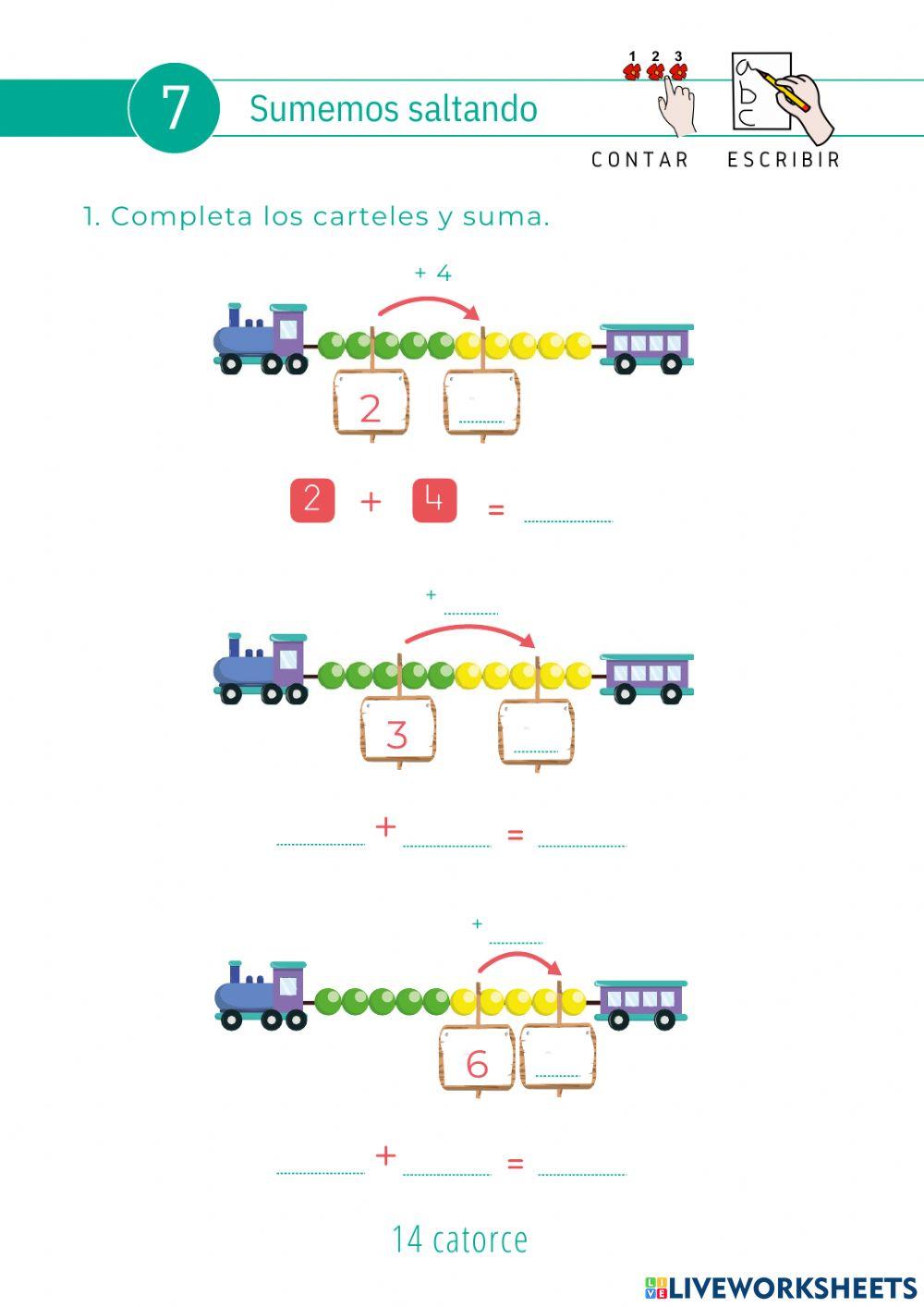Sumamos saltando 1576608 | Lolisevila | Live Worksheets