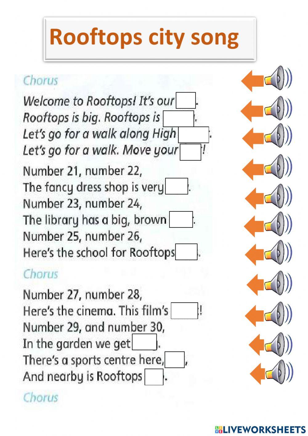 ROOFTOPS SONG online exercise for | Live Worksheets