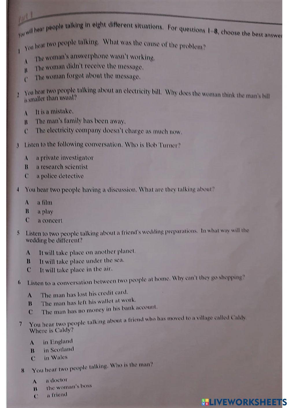 Pdf online exercise: Fce | Live Worksheets