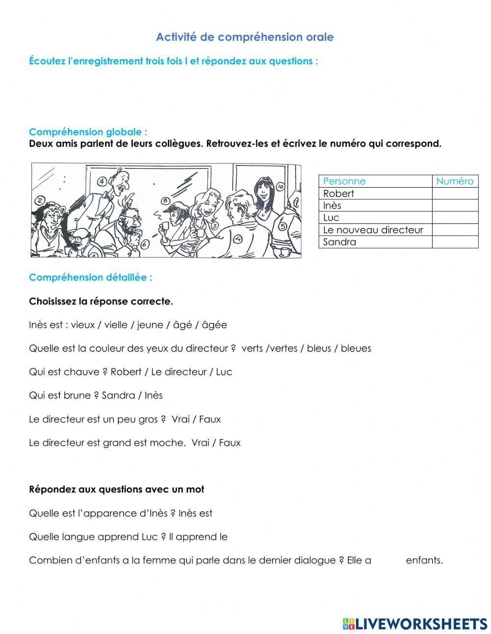 La description physique online exercise for | Live Worksheets