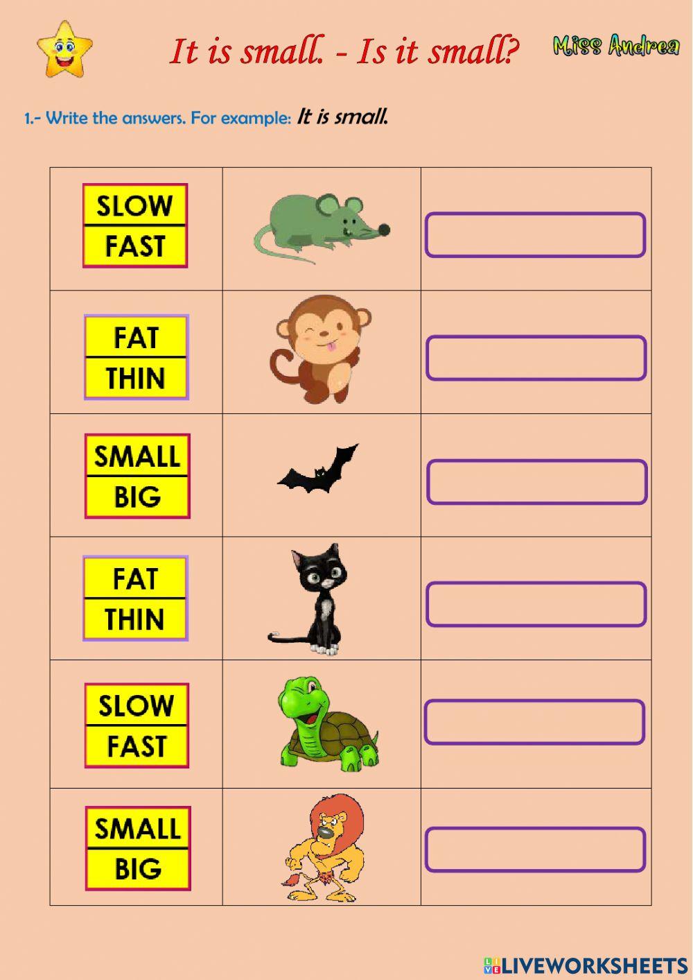 It is small. Is… | Free Interactive Worksheets | 1577485