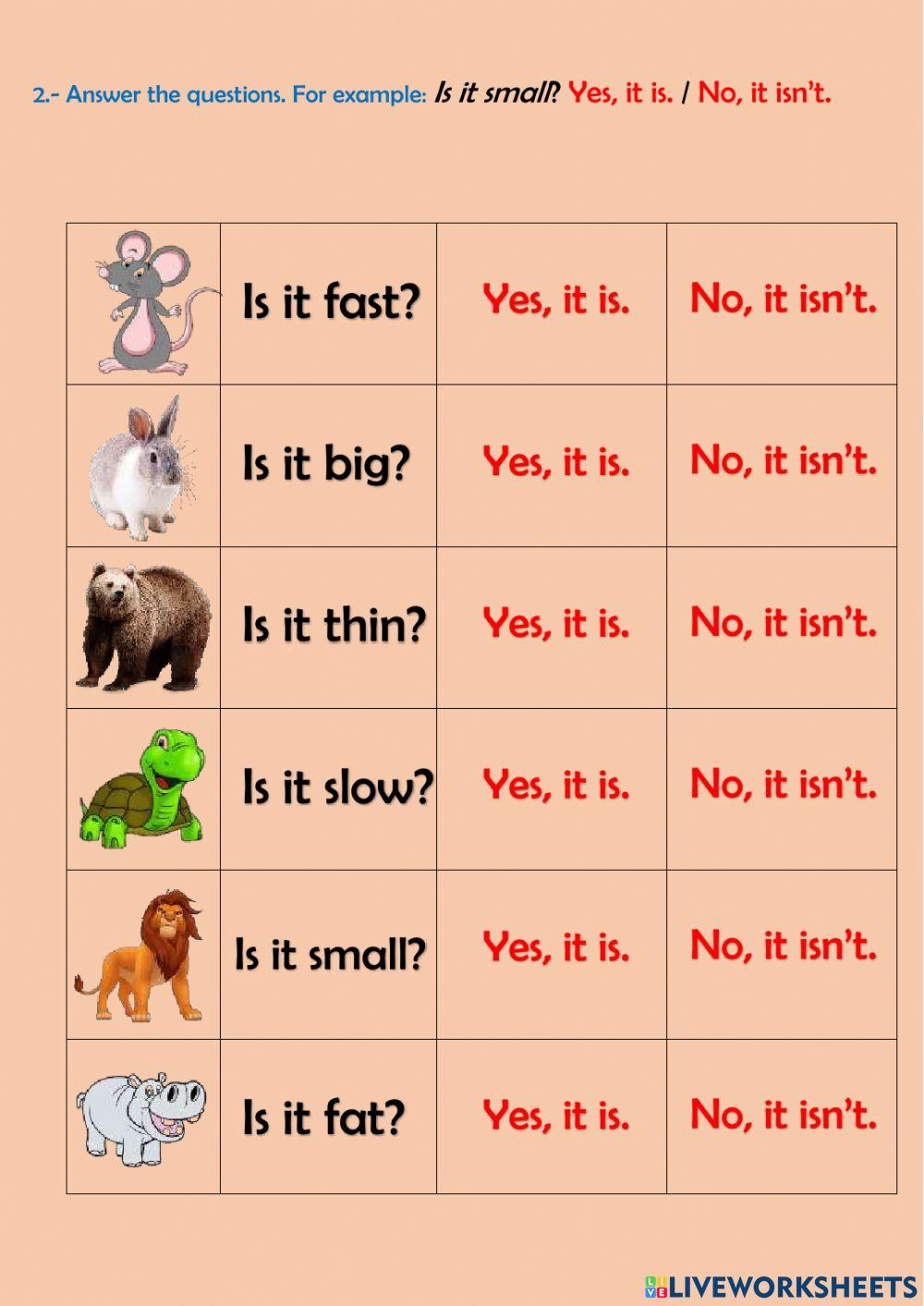 It is small. Is… | Free Interactive Worksheets | 1577485