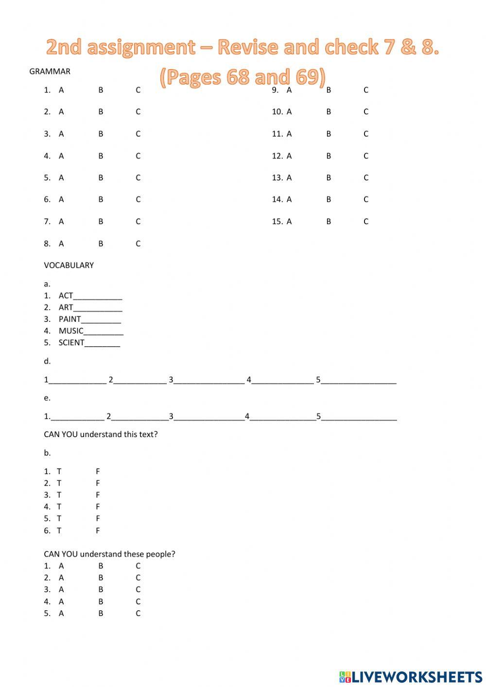 Revise and chec… | Free Interactive Worksheets | 1577620