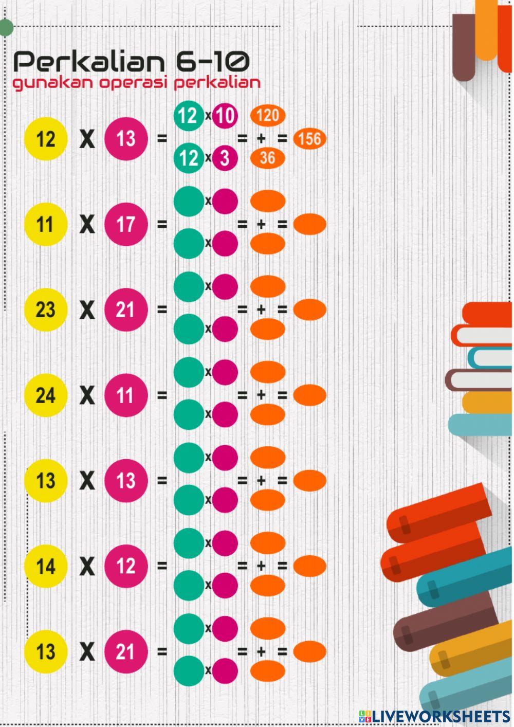 Perkalian cepat 6-10 worksheet | Live Worksheets