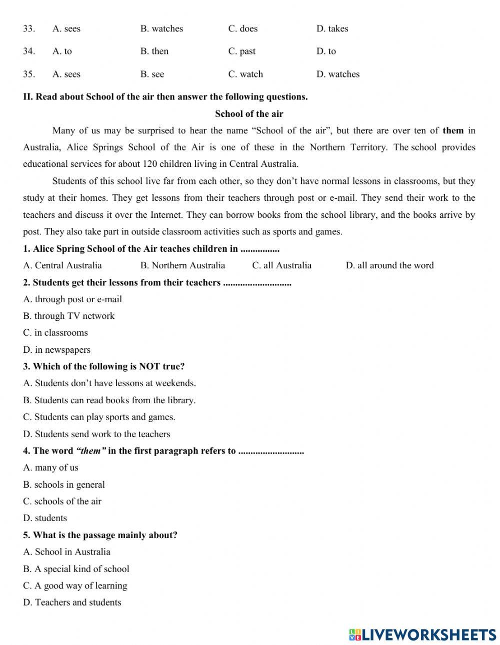 DISCOVERY - TEST 3 | haphuong1403 | Live Worksheets