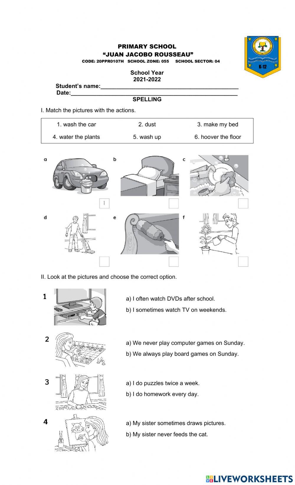 Presente simple activity for 3 | Live Worksheets
