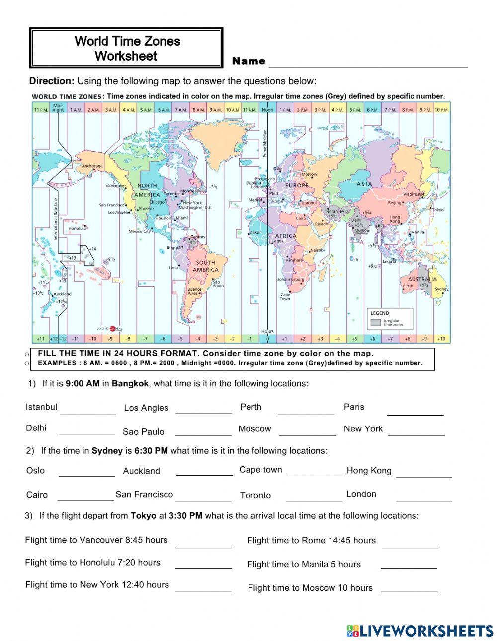 Time Zone Worksheets time-zone-worksheets
