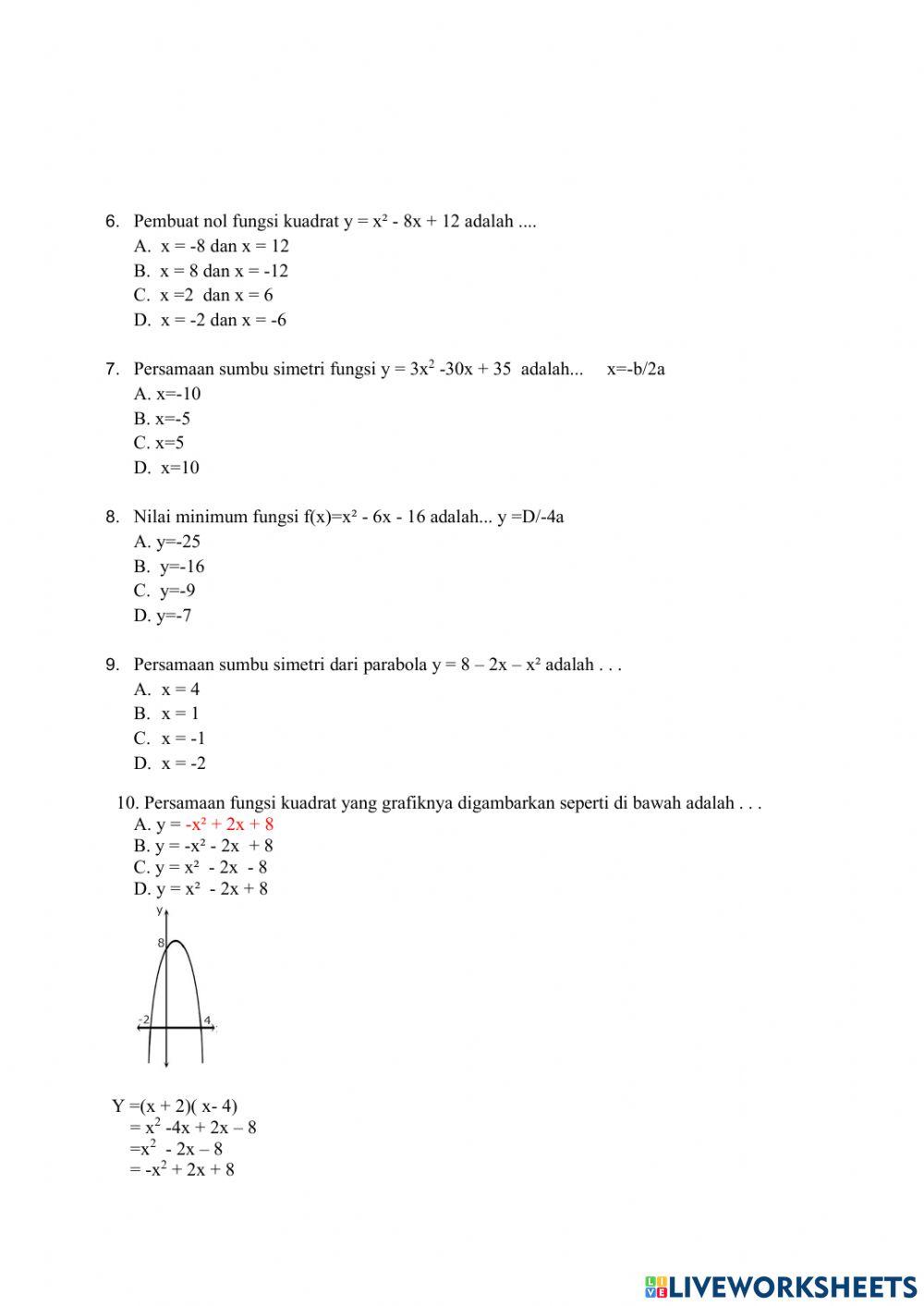 Mat free exercise | Live Worksheets