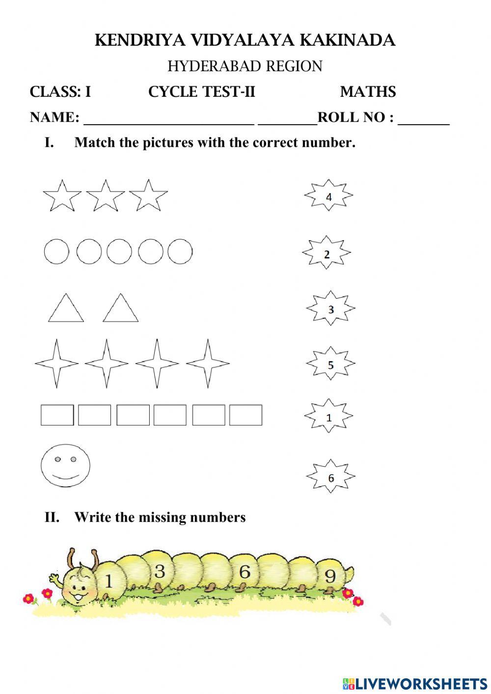CYCLE TEST -II MATHS | naresh58329 | Live Worksheets