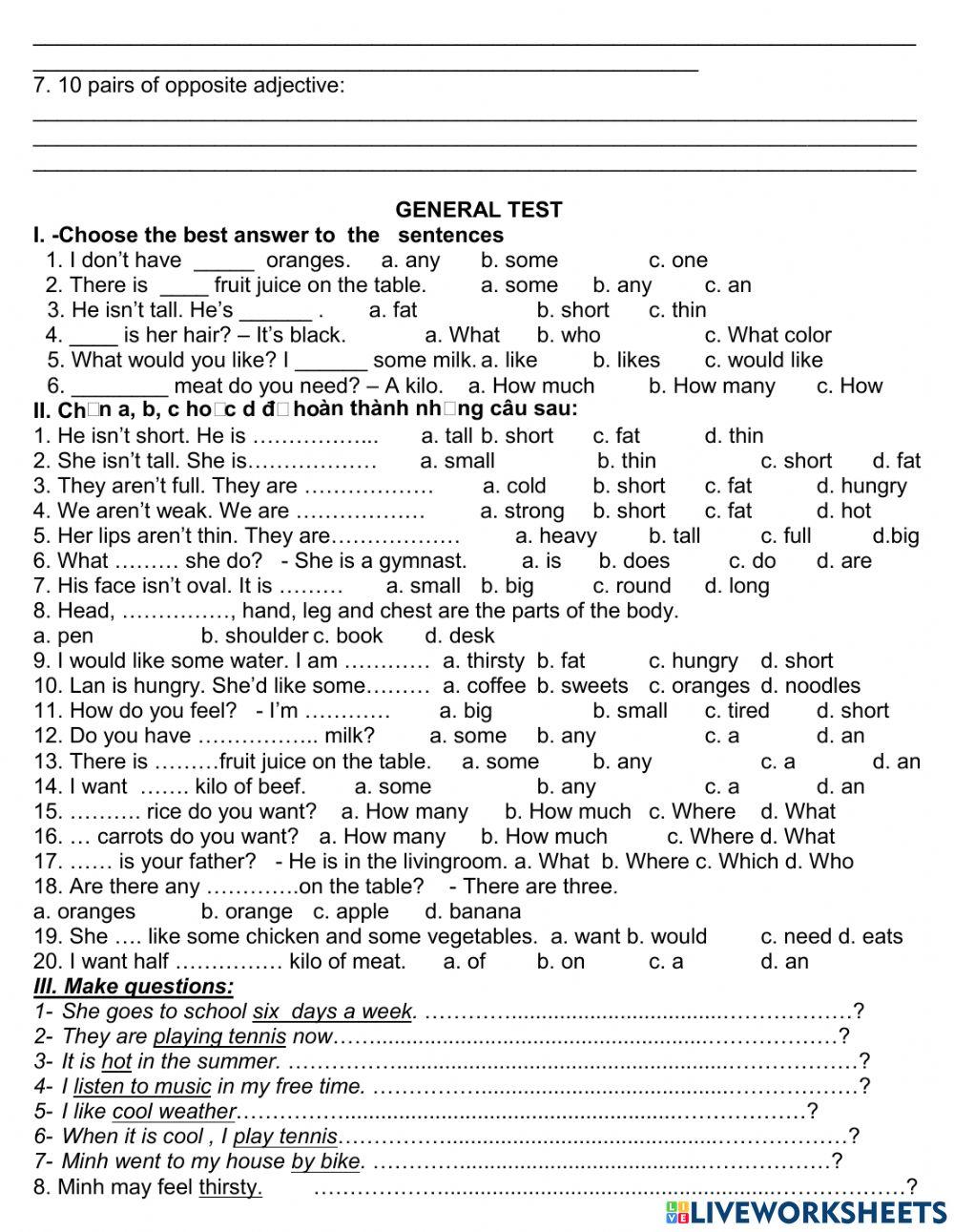 7.gt worksheet | Live Worksheets