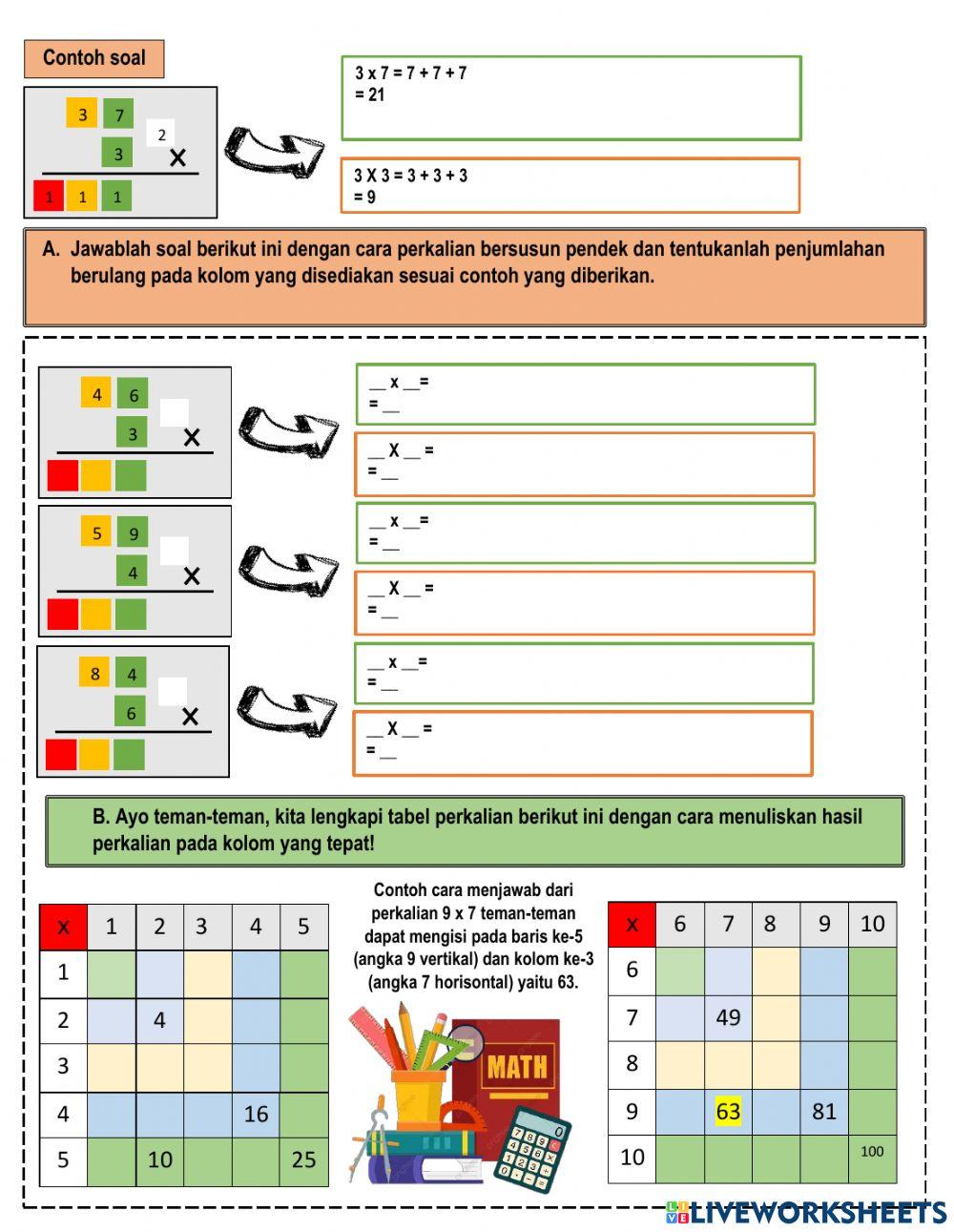 Review matematika perkalian worksheet | Live Worksheets