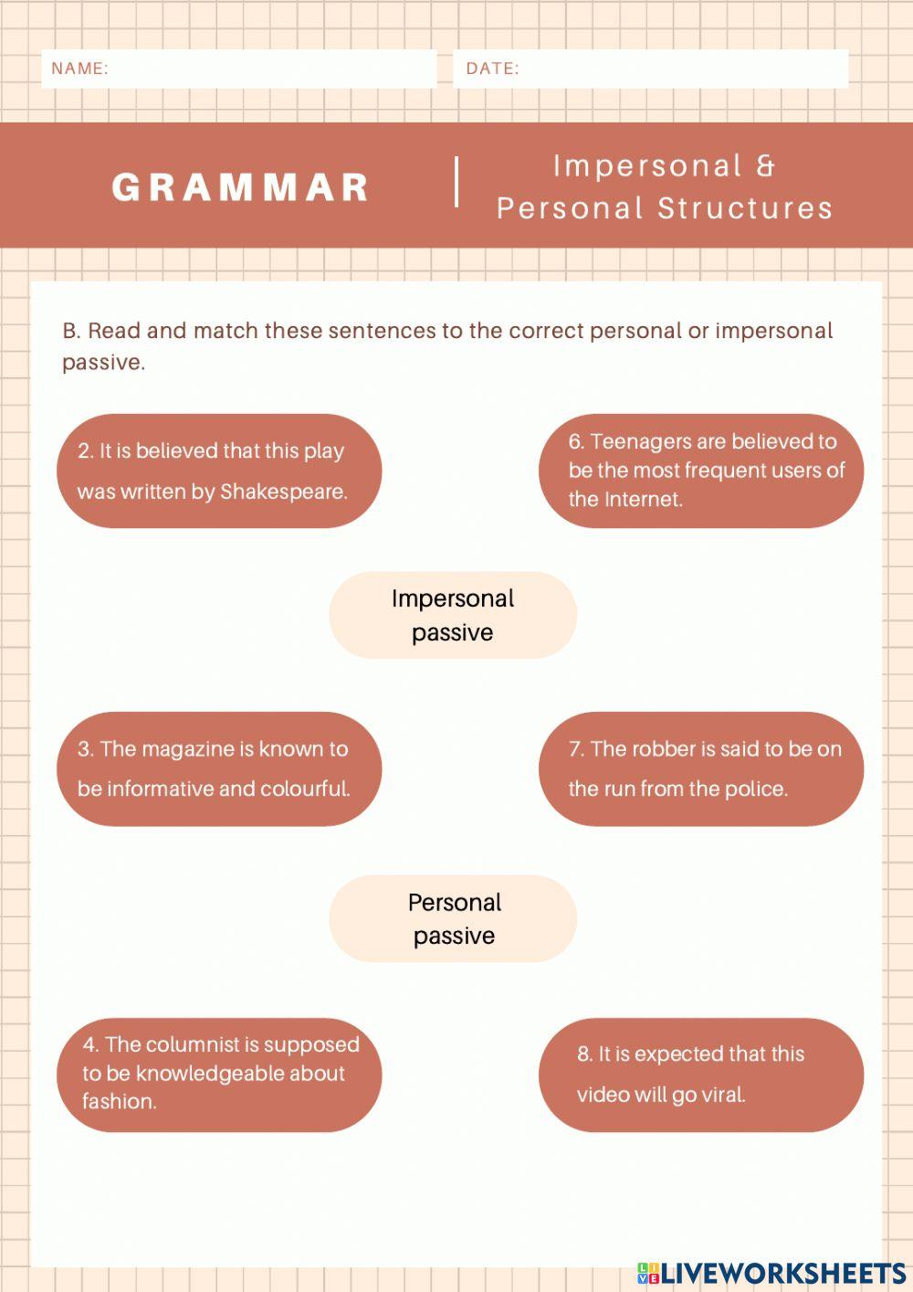 Grammar unit 7 form 5 worksheet | Live Worksheets