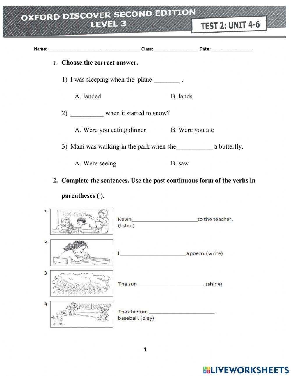 4151878 | Oxford Discover 3- Test 2 (4-6) | SS ENGLISH