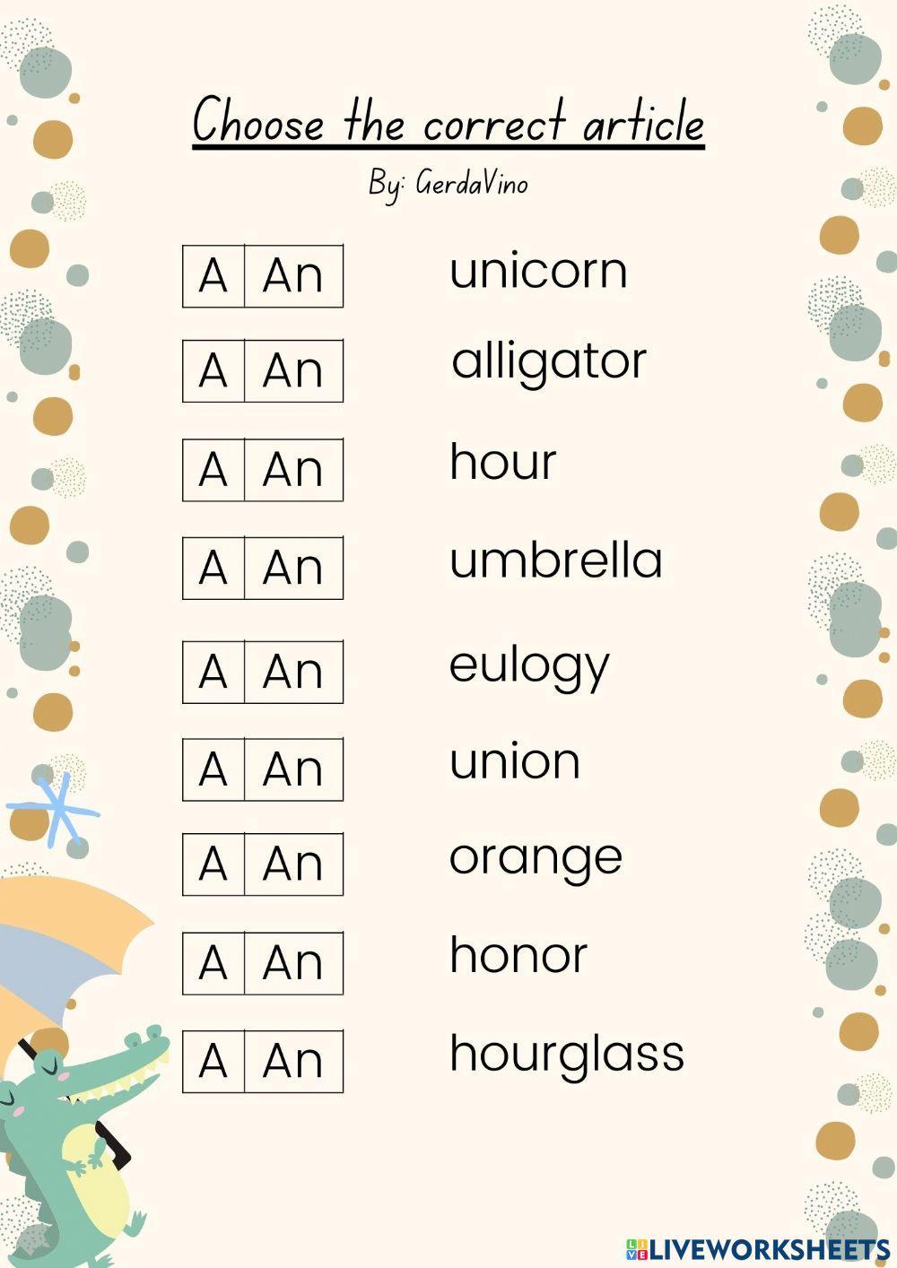 1579274 | Articles | Gerdavino | LiveWorksheets