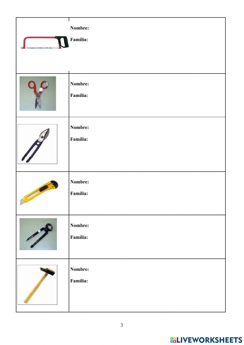 Panel herramientas worksheet | Live Worksheets