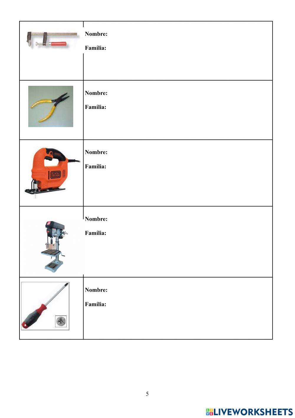Panel herramientas worksheet | Live Worksheets